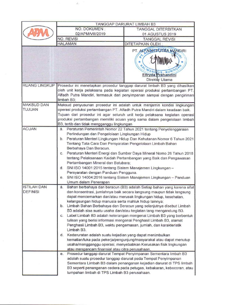 SOP TANGGAP DARURAT LIMBAH B3 | PDF