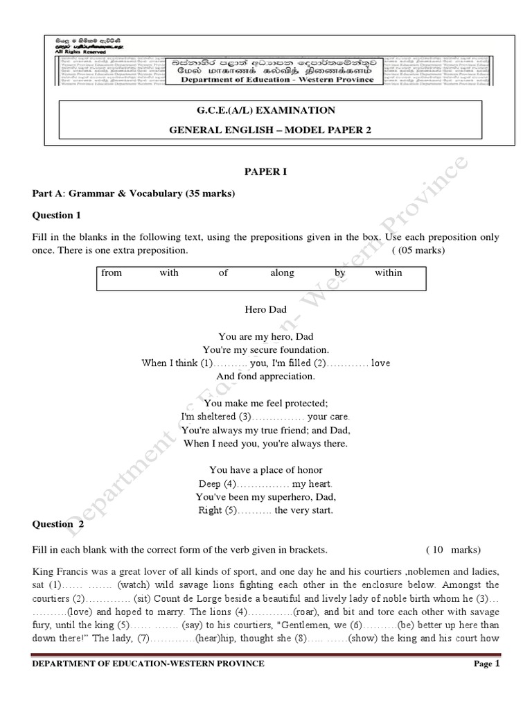 General English Model Paper 2 - 2020 | PDF | Adverb | Adjective