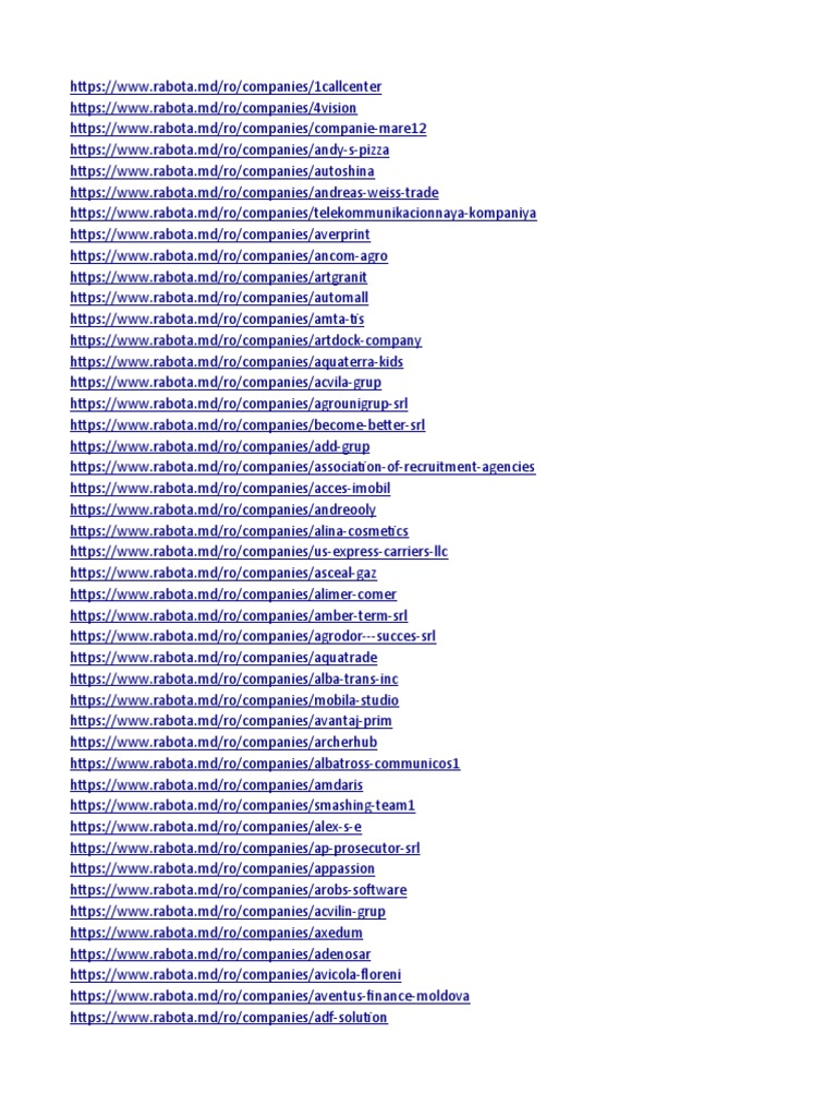 Companii Rabota.md | PDF