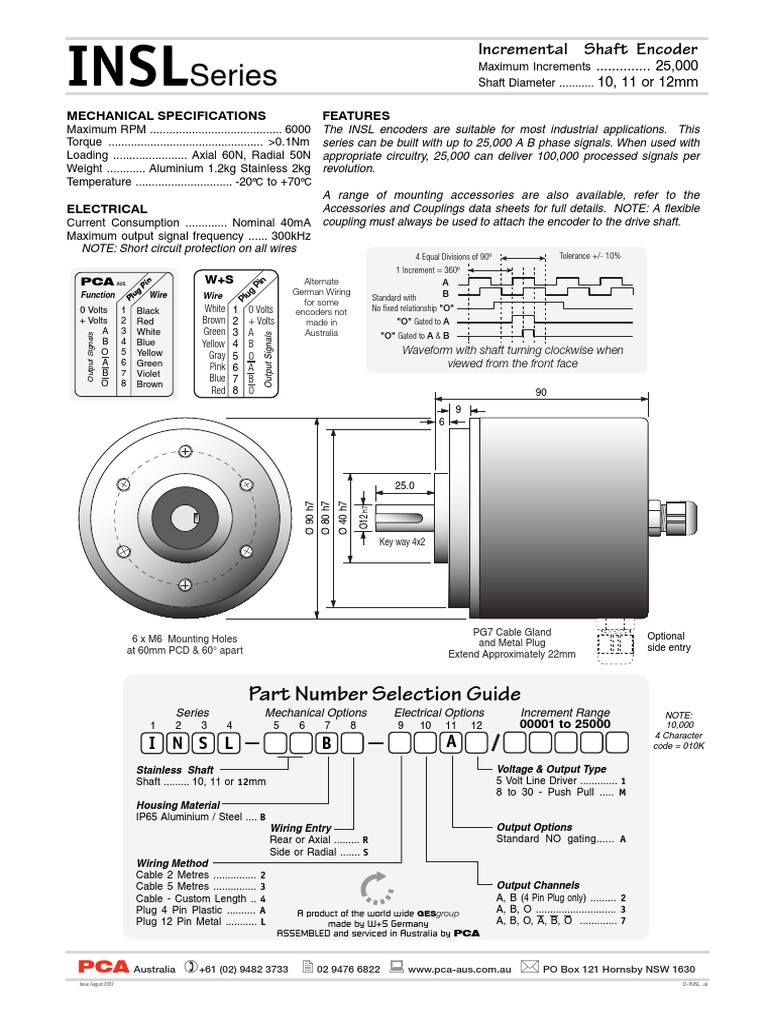 Tail Shaft Speed Encoder - Pca-Insl Series - Insl12bs27am | PDF ...