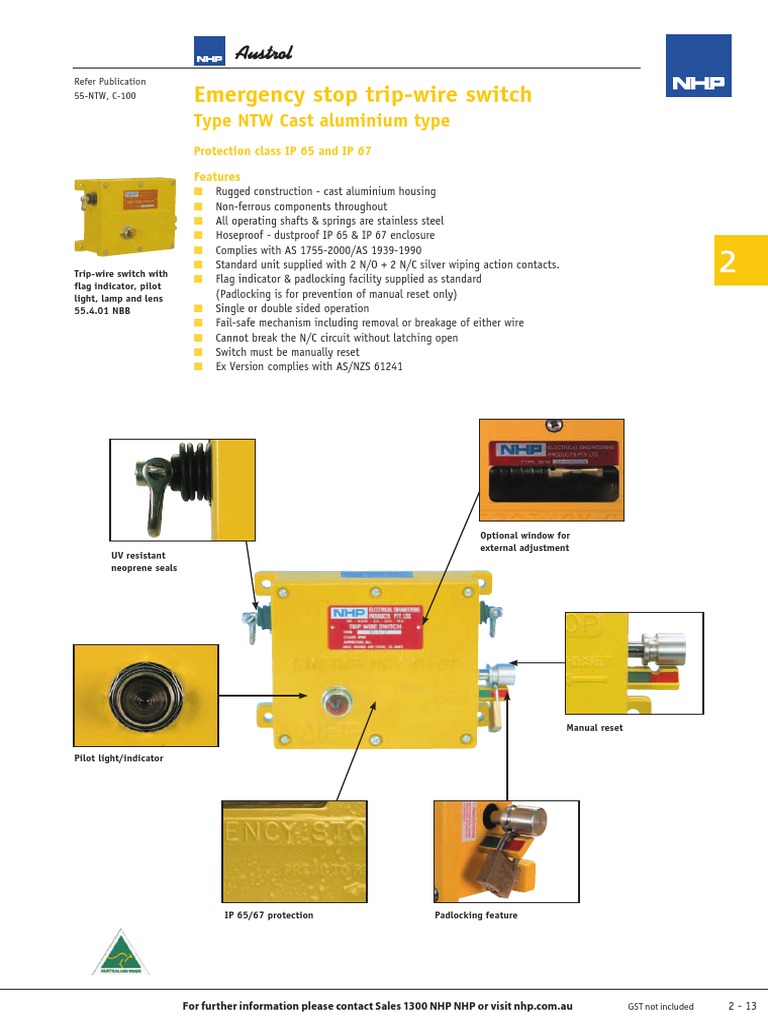 Pull Wire Switch - NHP - 55.4.00 GWNBB | PDF | Rope | Switch