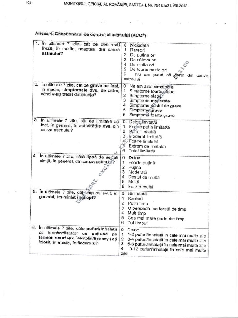 Chestionar Astm Bronsic | PDF