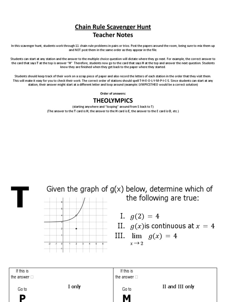 Chain Rule Scavenger Hunt Activity | PDF | Function (Mathematics ...