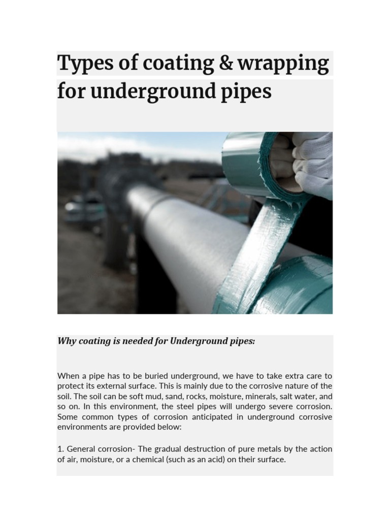 Types of Coating & Wrapping For Underground Pipes | PDF | Epoxy ...