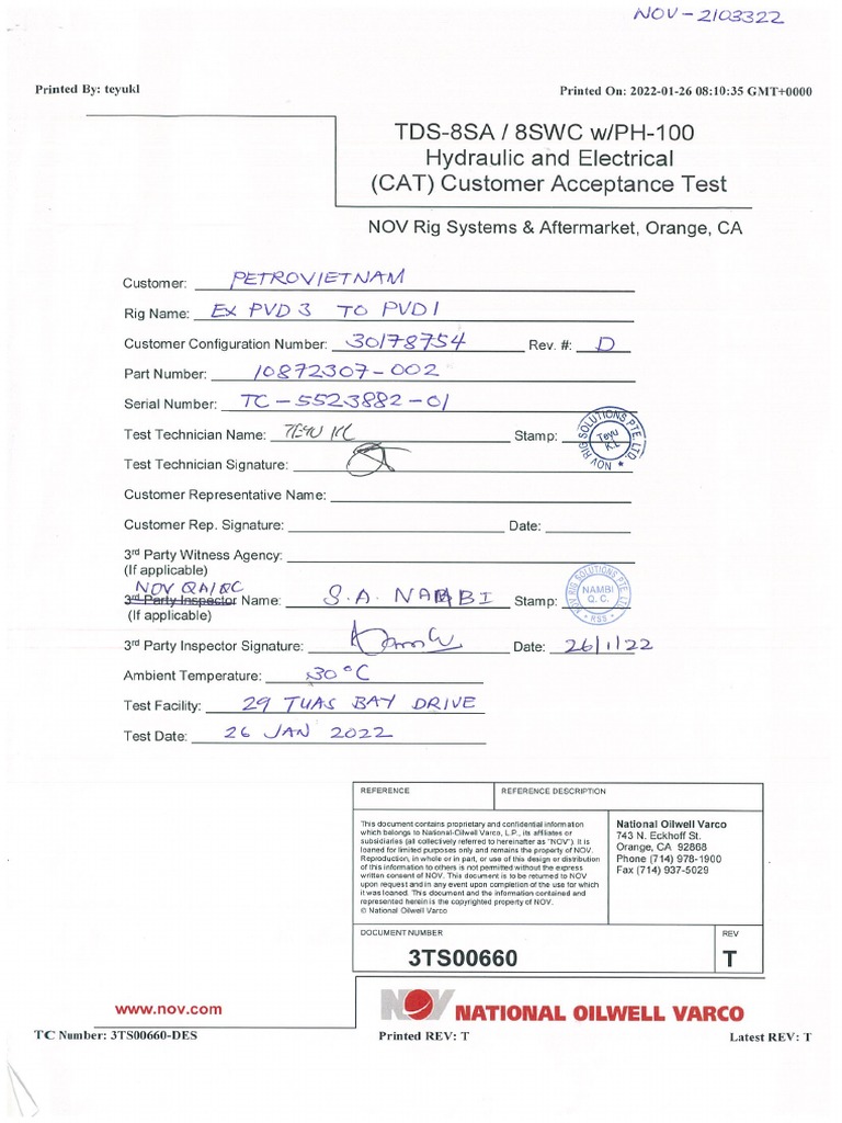 NOV-2103322 TDS Hydraulic & Electrical CAT | PDF