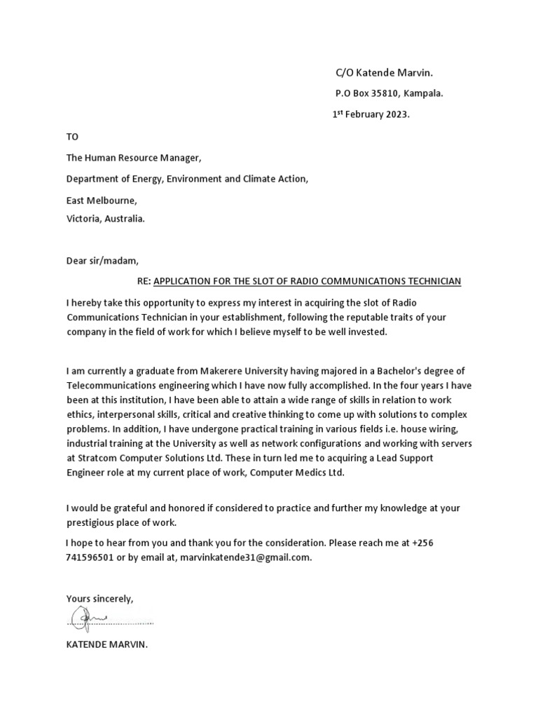 Application Letter to DEECA | PDF