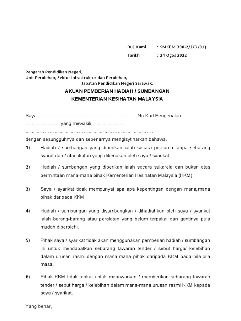 Surat Perakuan Ketua jabatan | PDF