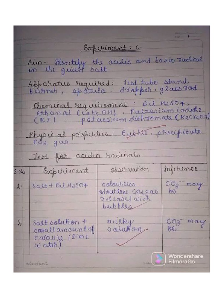 Salt Analysis Practical Class 12 | PDF Salt Analysis Practical Class 12 | PDF