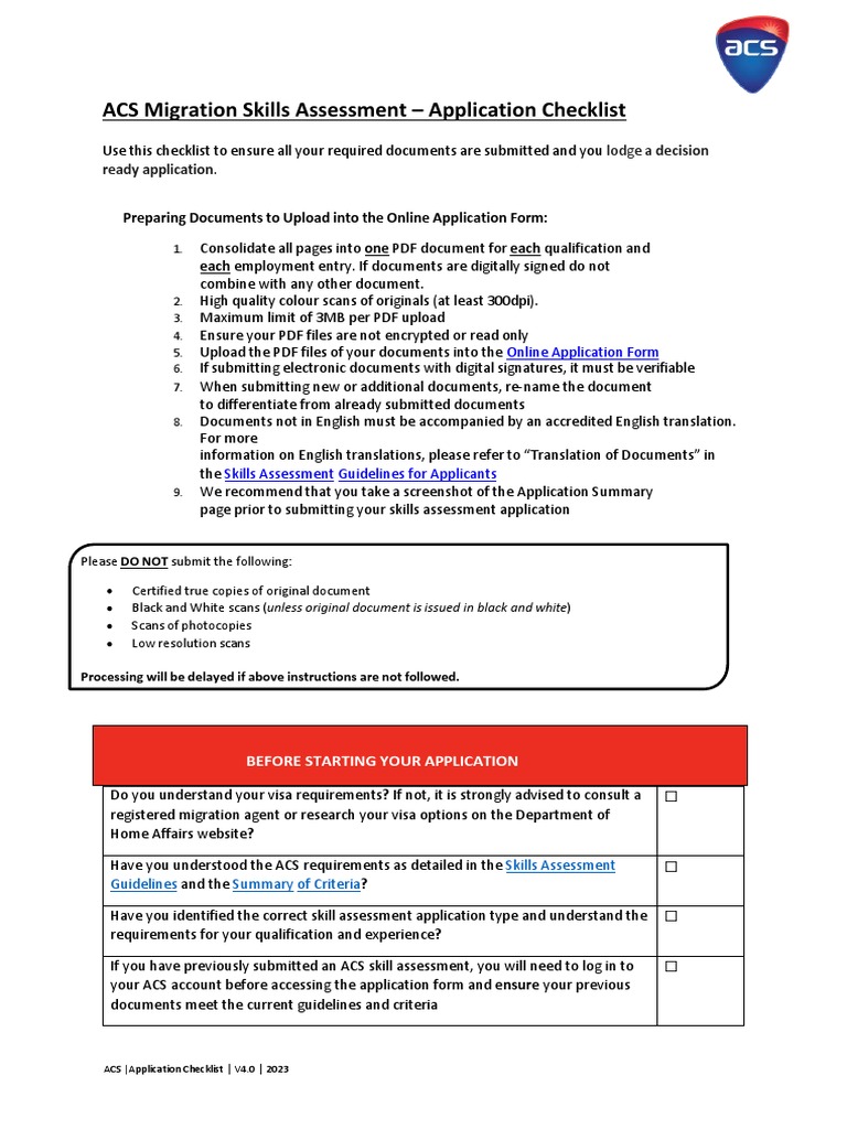 Application-Checklist V4.0 2023 | PDF | Diploma | Identity Document