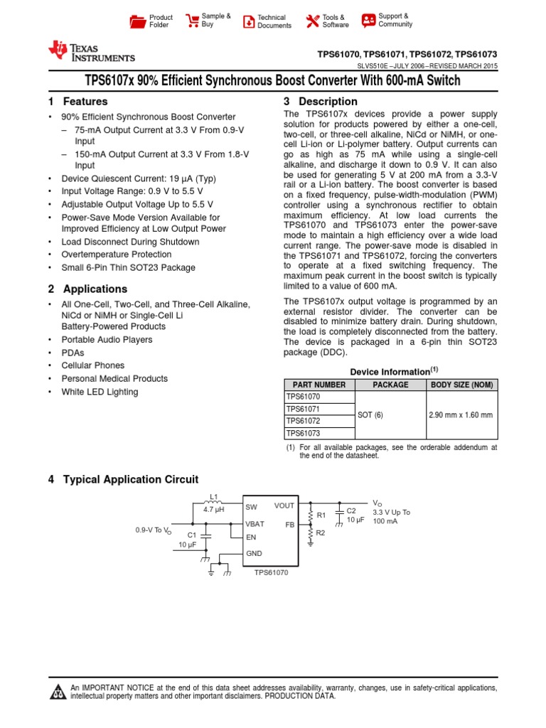 Tps 61073 | PDF | Electrostatic Discharge | Power Supply