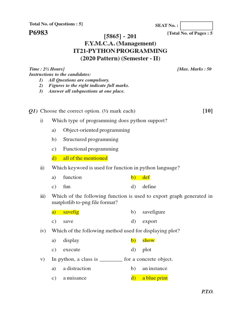 MCA (MANAGEMENT) 2020 PATTERN Sem2 Answer | PDF | No Sql | Databases