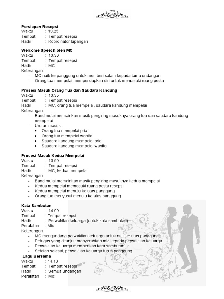 Rundown Pemberkatan Nikah Bag 4 | PDF