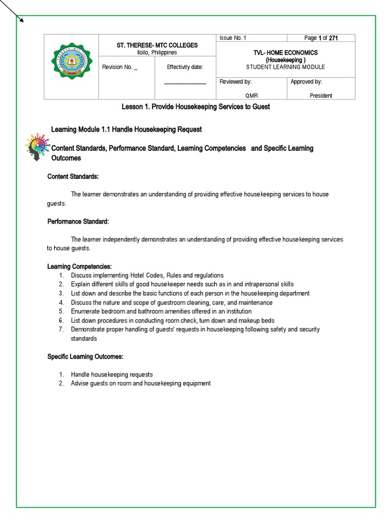 Housekeeping Complete 1 Pdf Housekeeping