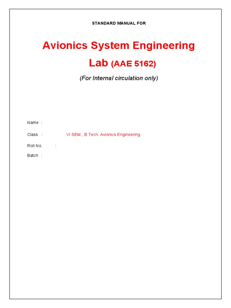 Avionics System Engineering (ASE) LAB MANUAL FINAL | PDF | Wind Tunnel | Laboratories