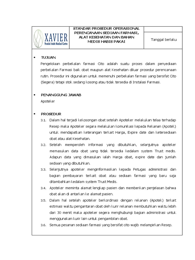 SOP PESANAN CITO | PDF