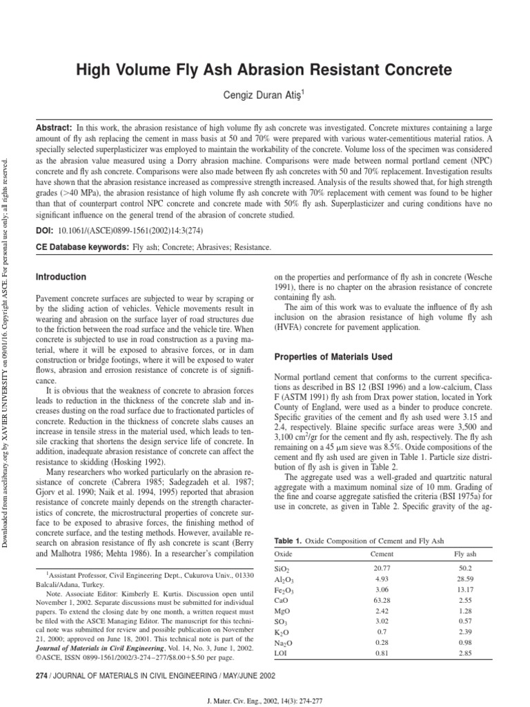 Fly Ash Abrasion Resistant Concrete | PDF | Concrete | Fly Ash