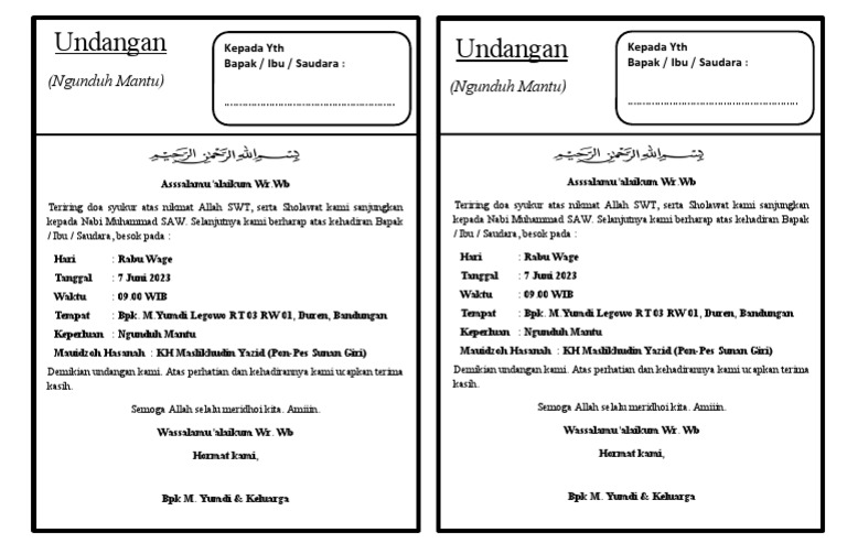 undangan ngunduh manten | PDF