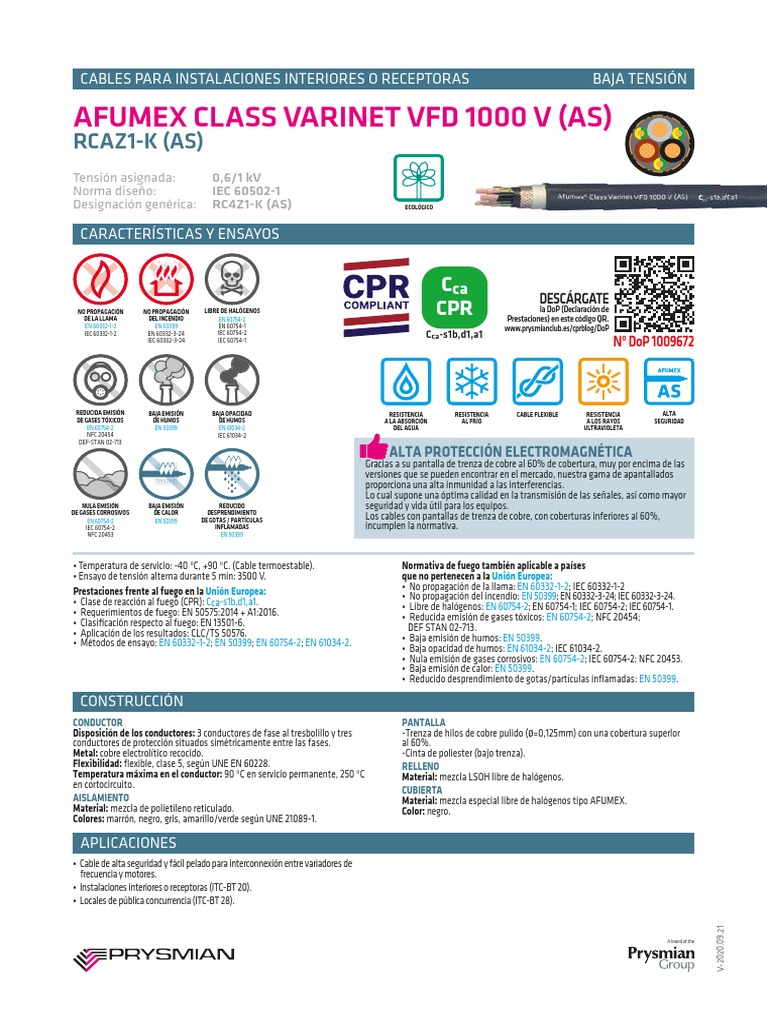 PRY-Afumex Class Varinet VFD 1000 V (AS) | PDF | Cobre | Naturaleza