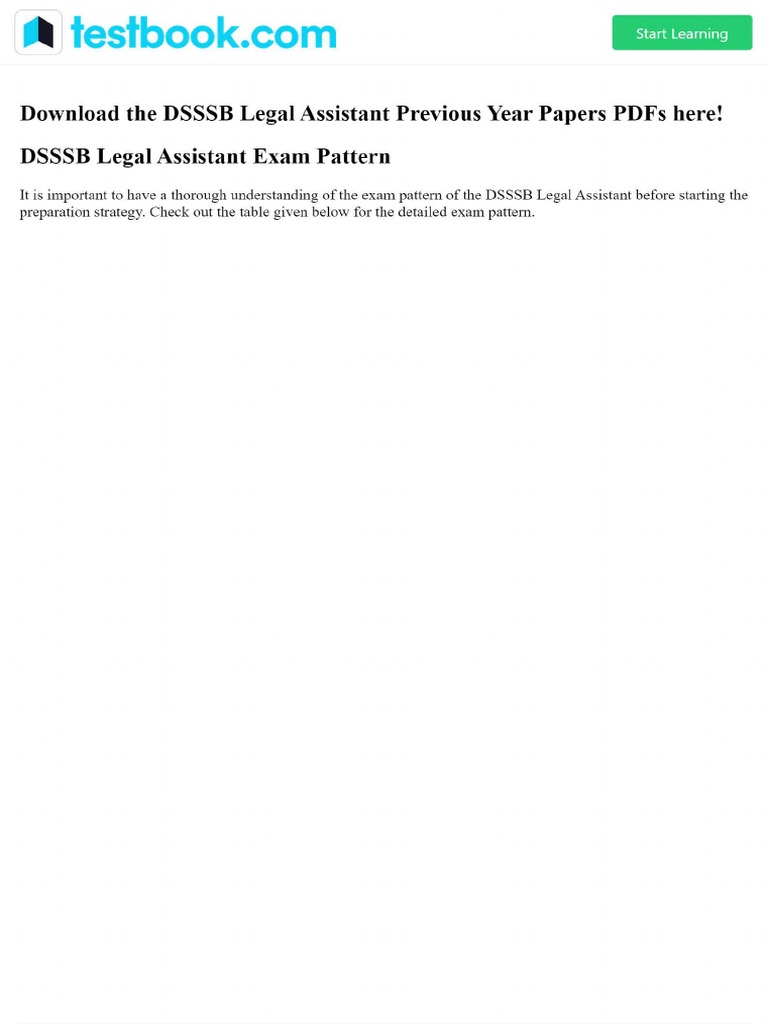 The DSSSB Legal Assistant Previous Year Papers PDFs Here! | PDF