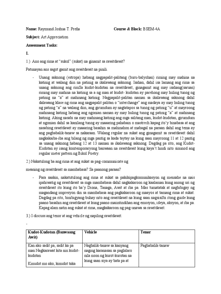 Preña, Raymund Joshua T. Rawitdawit | PDF