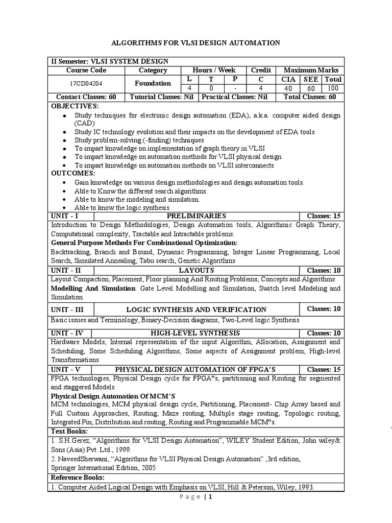 ALGORITHMS FOR VLSI DESIGN AUTOMATION | PDF | Electronic Design Automation | Logic Synthesis