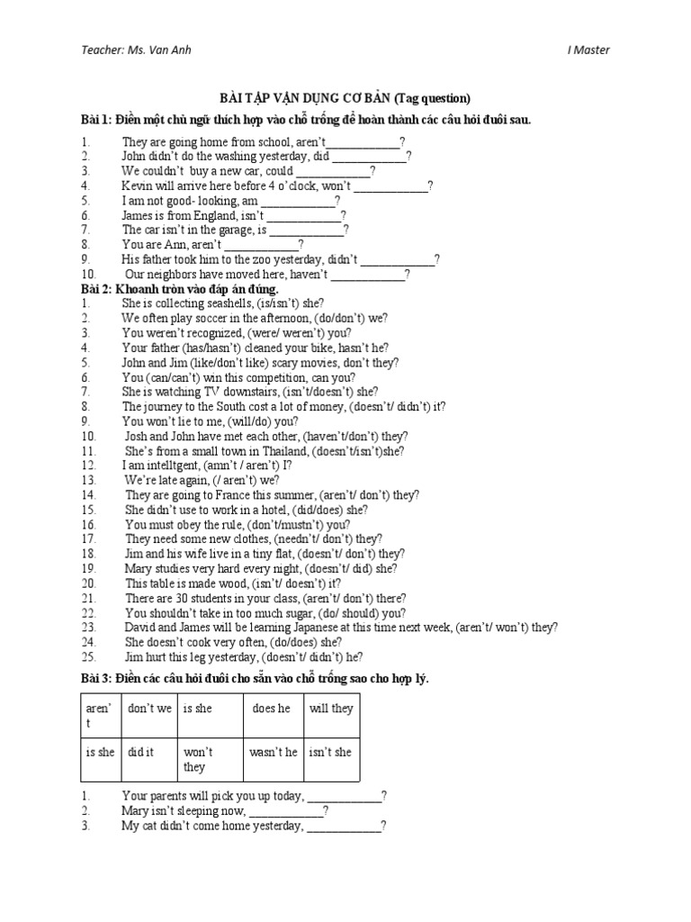 Tag Question - Practice - Students | PDF | Transport | Climate Change