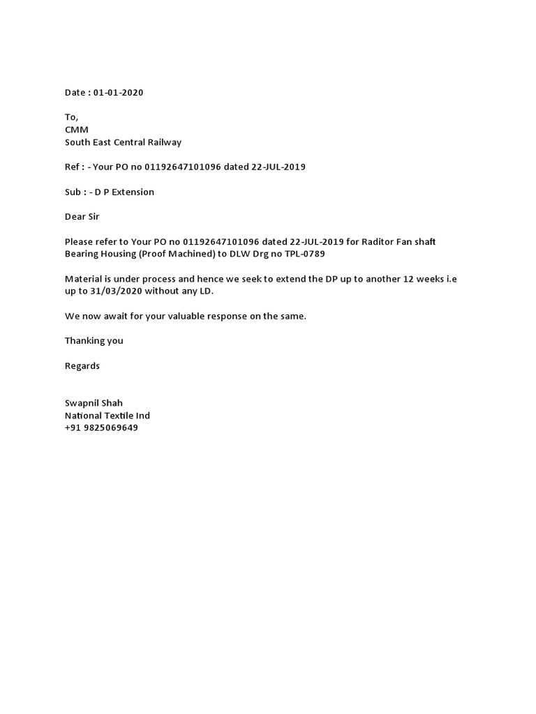 d p Extension Letter | PDF