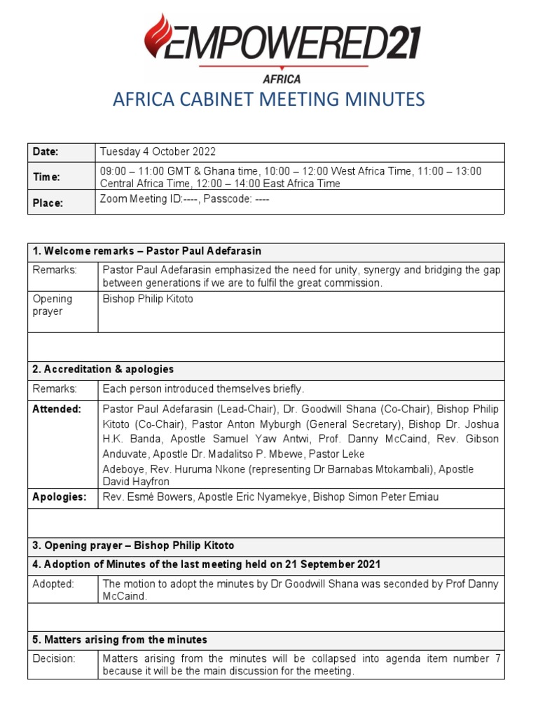 Meeting Minutes Template | PDF | Leadership