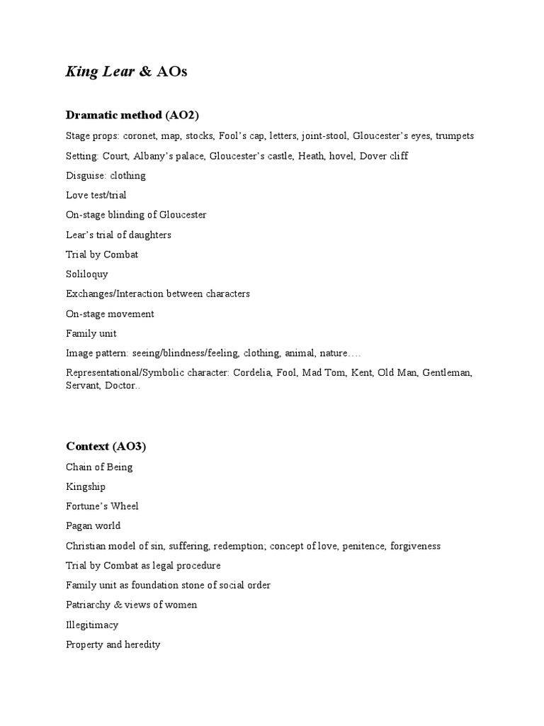 King Lear: Themes & Analysis Guide | PDF