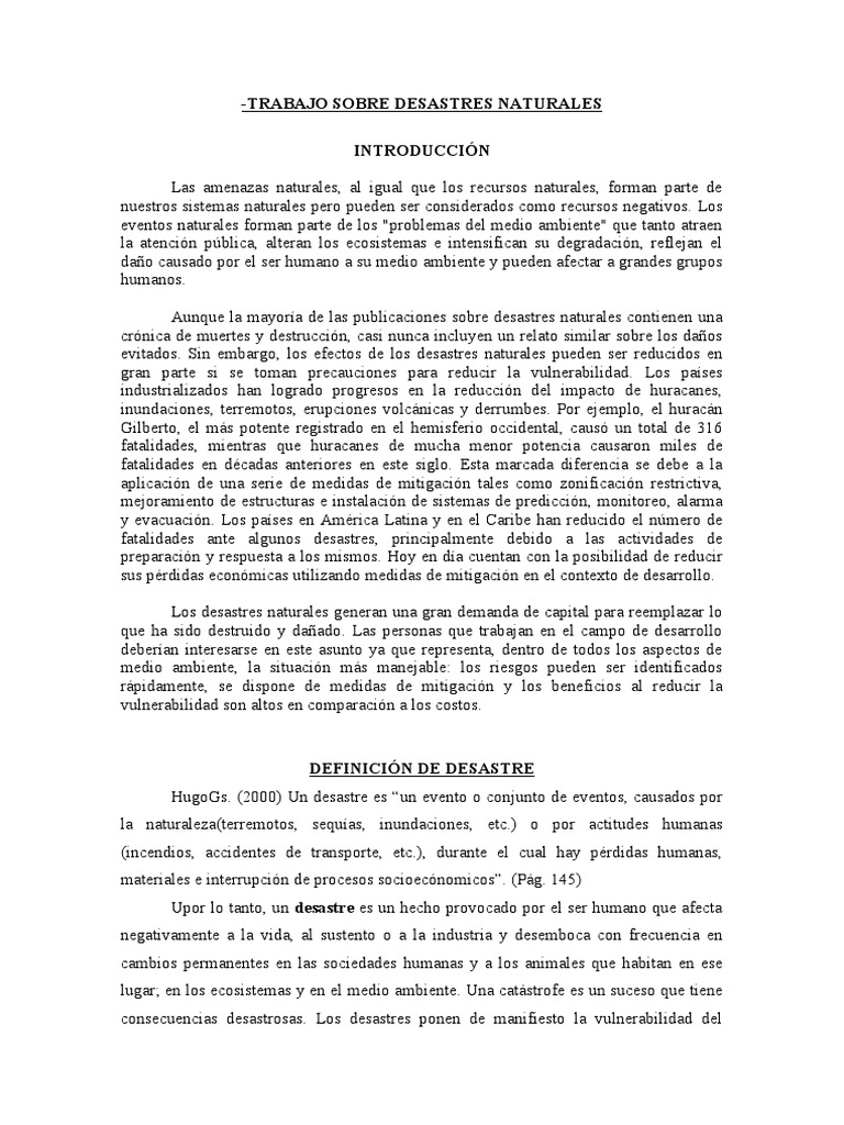 Introducción a los Desastres Naturales | PDF | Desastres naturales ...