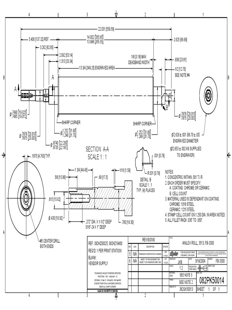 Anilox Drawing FB3300 | PDF | Industrial Processes | Secondary Sector ...