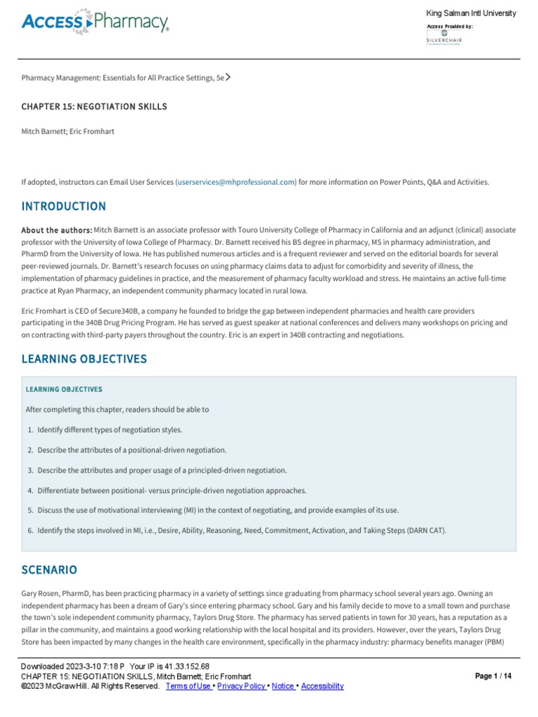 Chapter 15 - Negotiation Skills | Download Free PDF | Bargaining | Negotiation