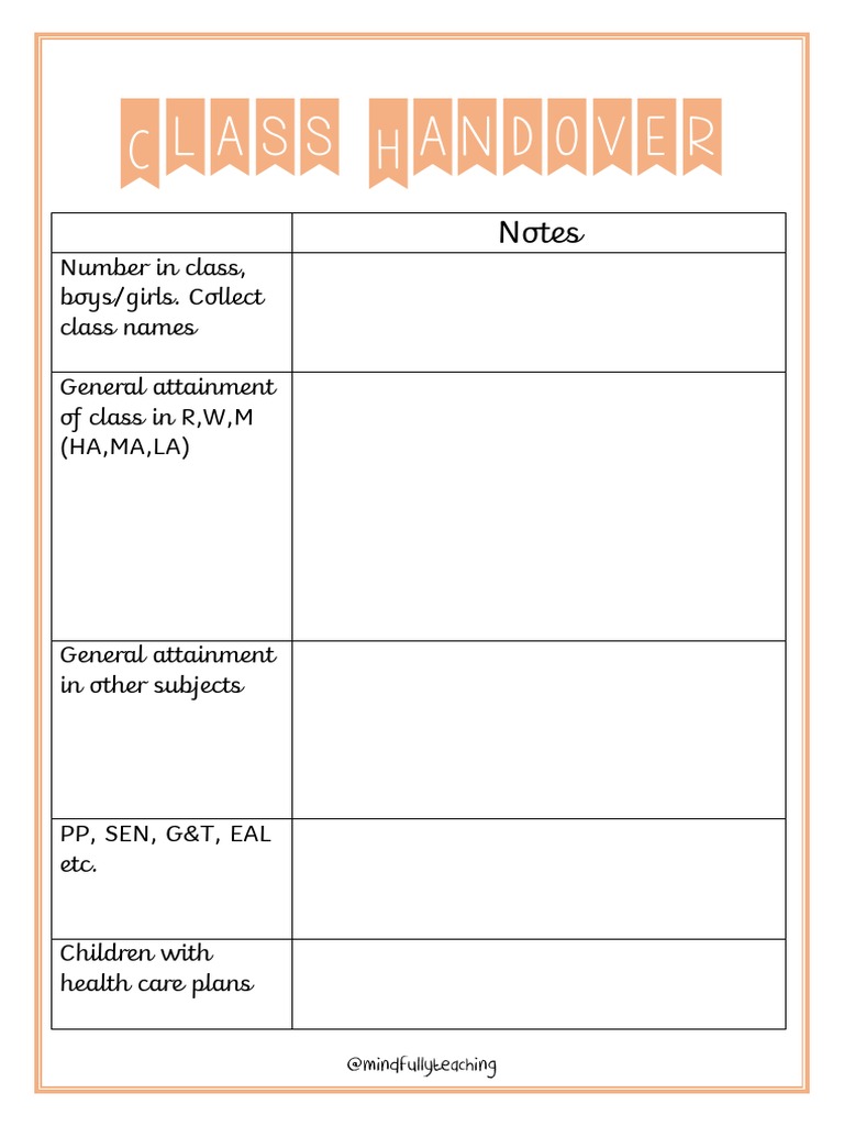 Class Handover Sheet | PDF
