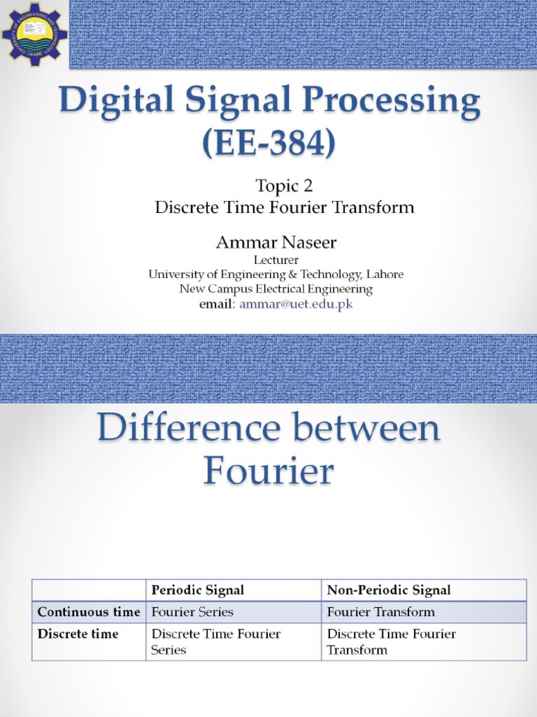Topic 2 - Discrete Time Fourier Transform | PDF Topic 2 - Discrete Time Fourier Transform | PDF