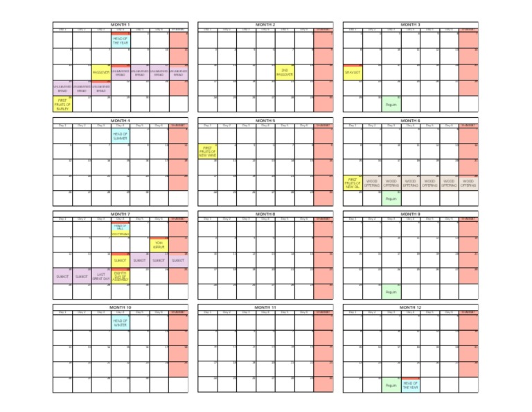 Zadok Calendar Overview 2025-2026 | PDF | Passover | Hebrew Names Of ...