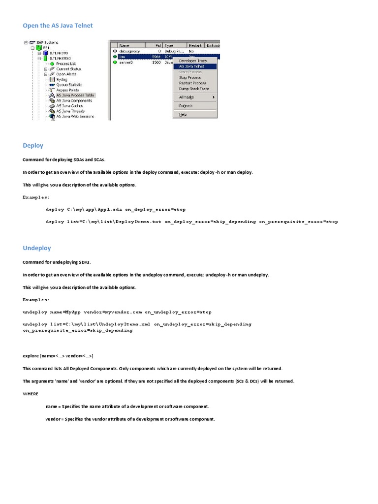Deploy and Undeploy Using Telnet | PDF | Application Software | Computer Programming