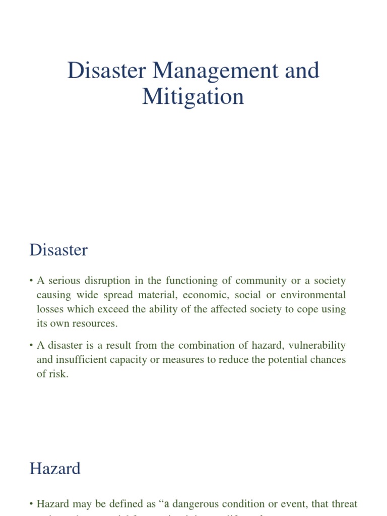 Disaster Management Unit I | PDF | Emergency Management | Risk Management