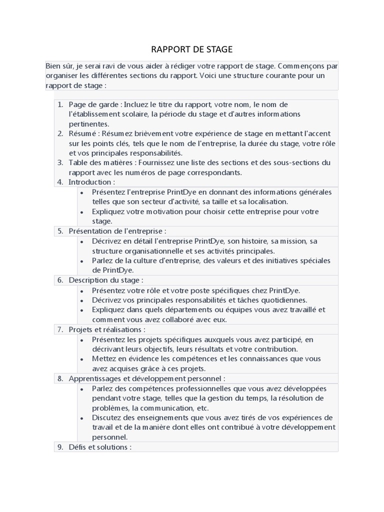 Rapport de Stage | PDF | Business