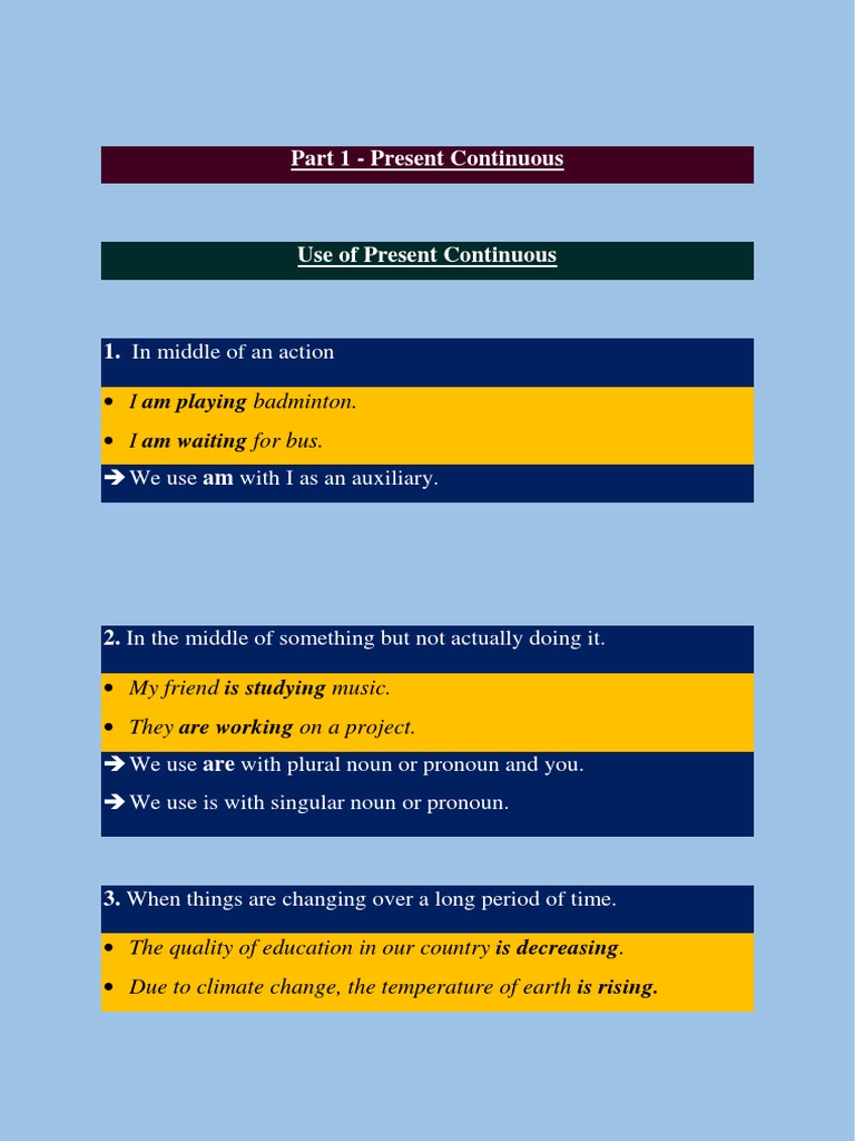 W1 - L2 - Present Continuous - Present Simple - Comparison of Present ...