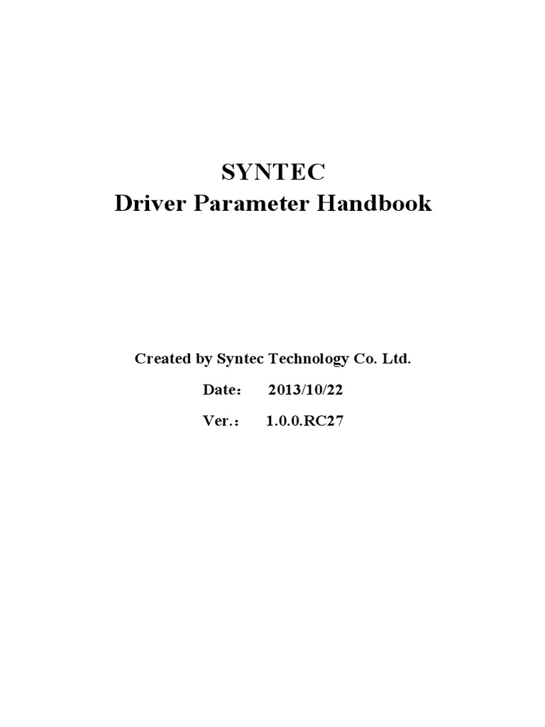 Syntec Driver Parameters v1.4 (Single Axis) en Reviewed | PDF ...