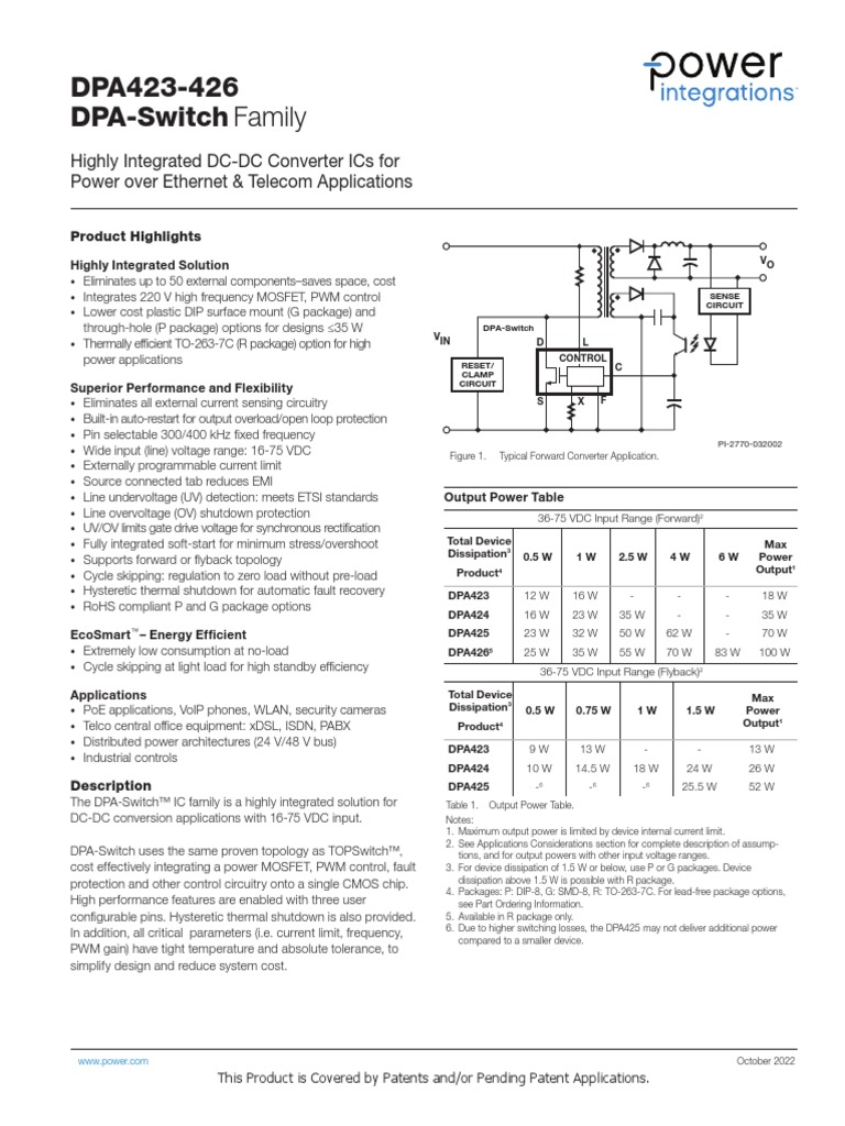 Dpa Family Datasheet | PDF | Power Supply | Mosfet