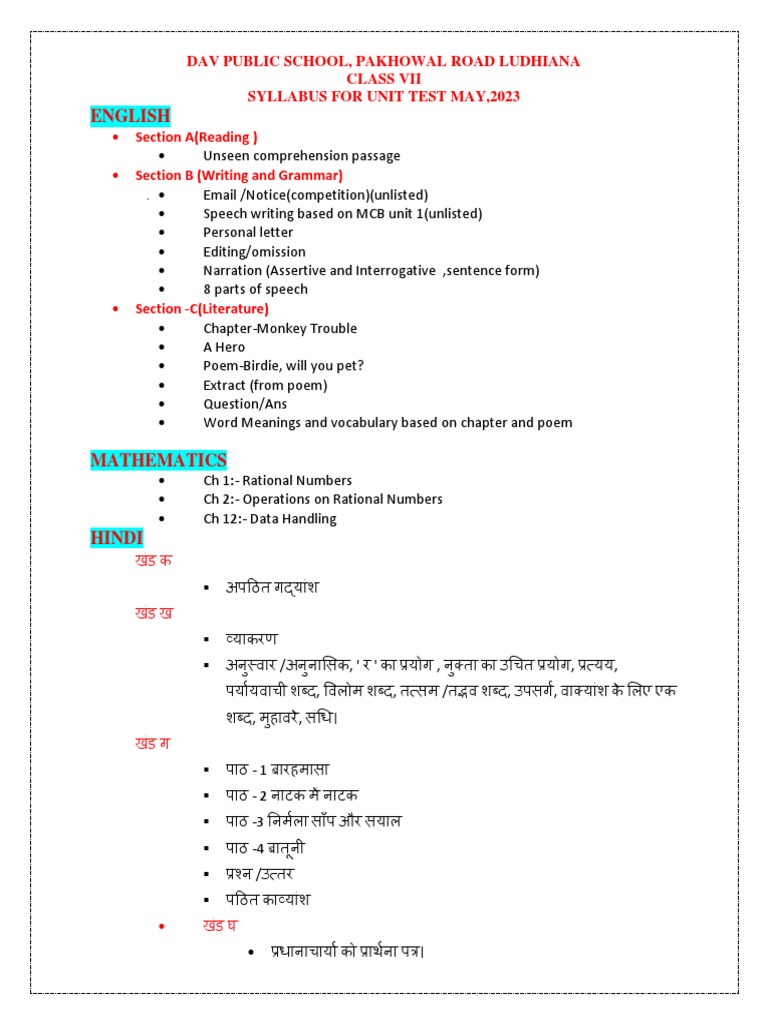Vii May Unit Test 2023 | Download Free PDF | Cognitive Science | Cognition