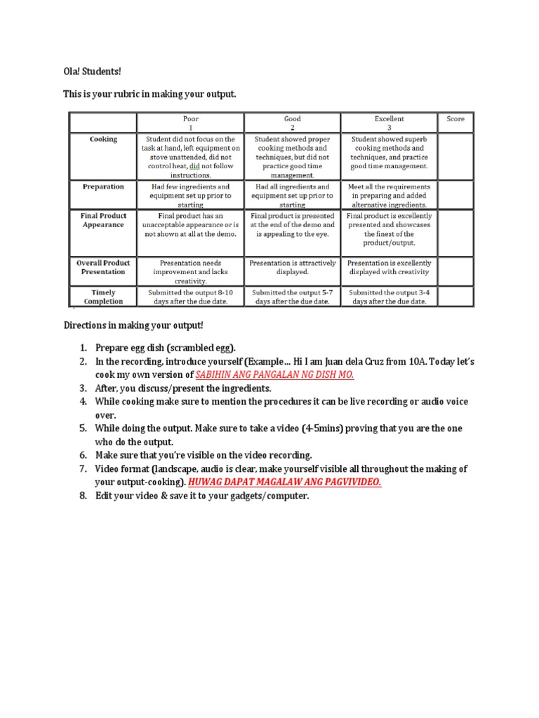Output #1 TLE 10 Instructions | PDF