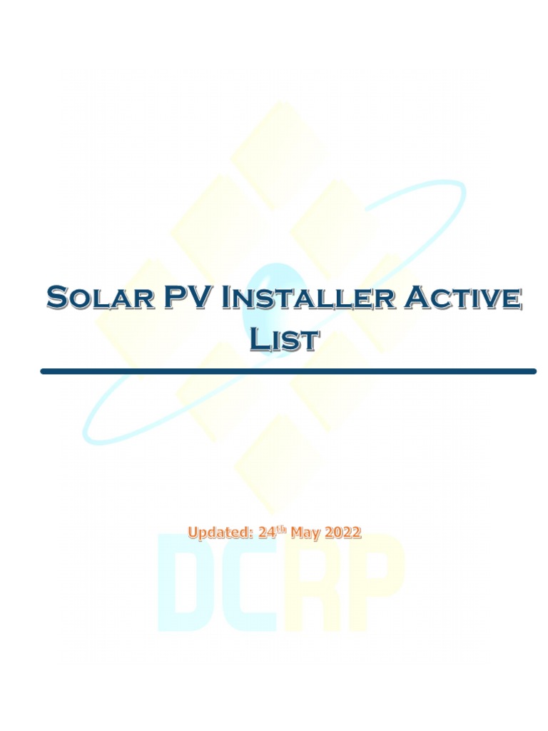 Solar Installer List | PDF | Solar Energy | Environmental Technology