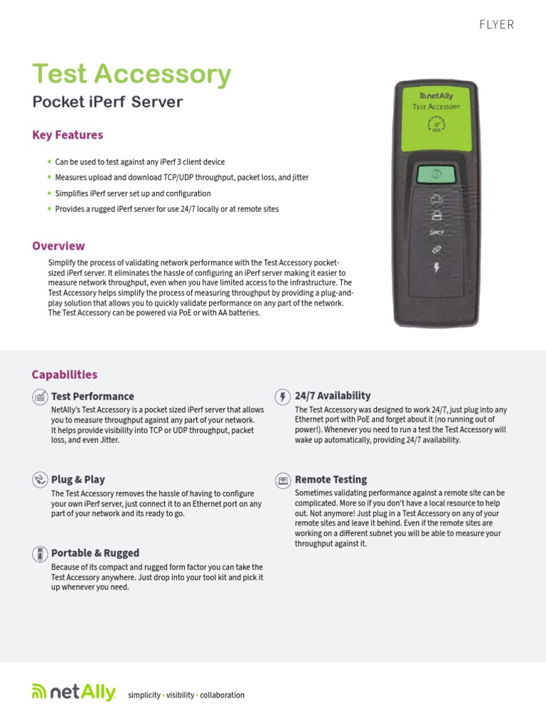 Netally iPerfServer DataSheet | PDF | Computer Network | Server (Computing)