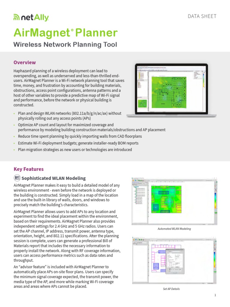 Netally AirMagnetPlanner DataSheet | PDF | Wi Fi | Wireless Lan