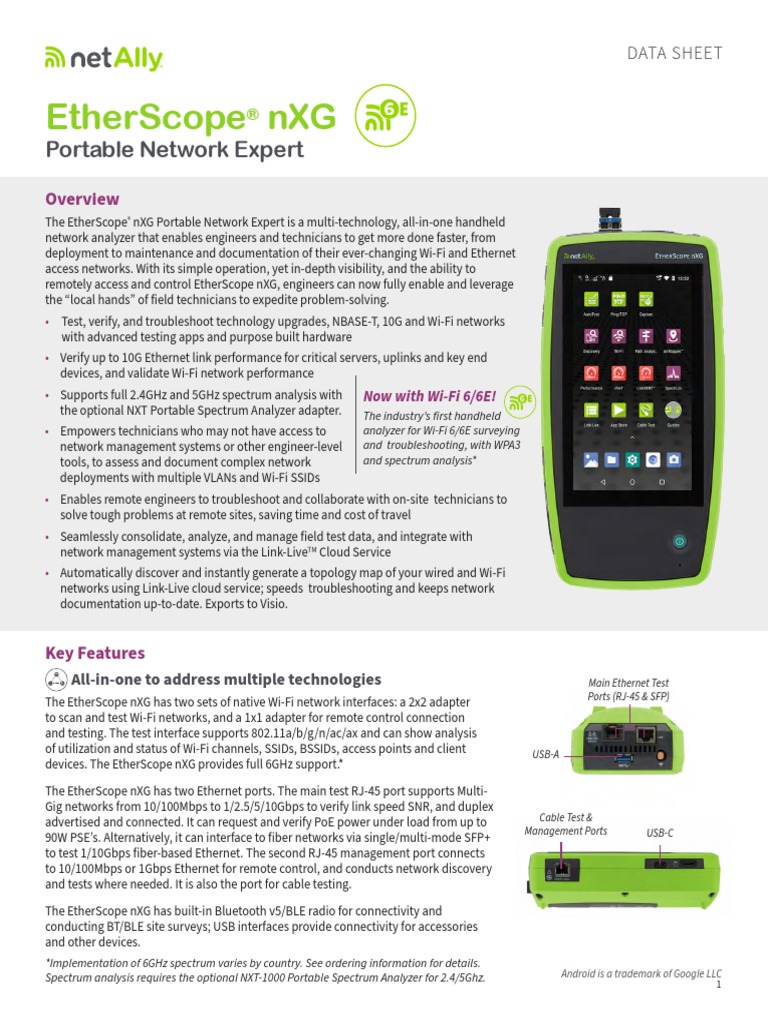 netAlly-EtherScopenXG300-DataSheet | PDF | Wi Fi | Ieee 802.11
