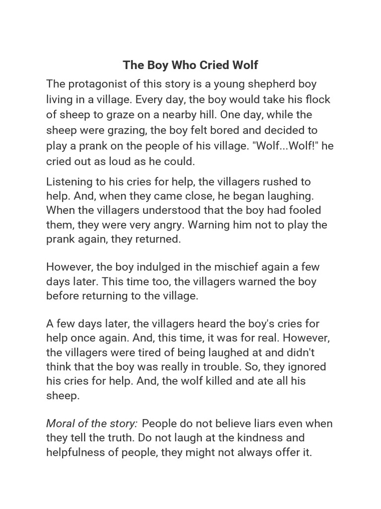 The Boy Who Cried Wolf | PDF | Mystery, Thriller & Crime Fiction ...