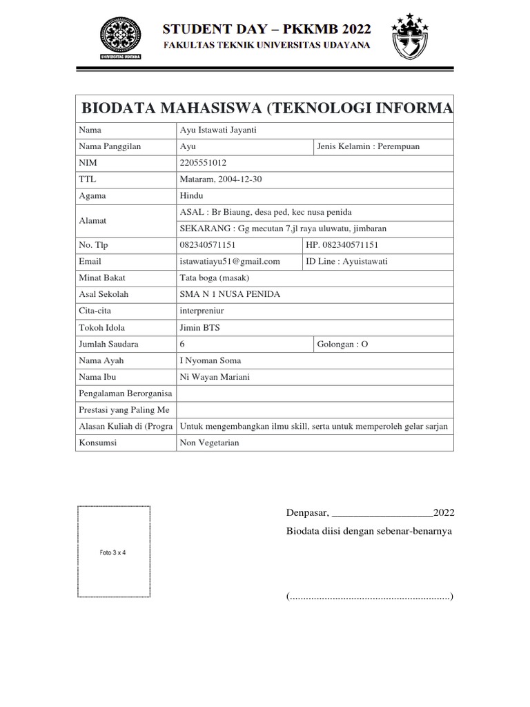 Form Verifikasi Mahasiswa | PDF