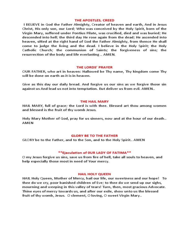 Catholic Prayers and Creeds Collection | PDF
